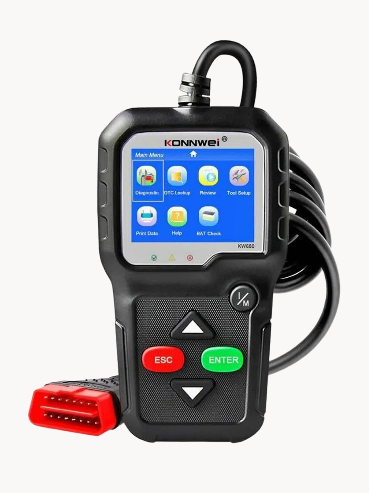 Автосканер KONNWEI KW680 • OBD2 диагностический сканер • Чтение и сброс ошибок, Live Data, диагностика двигателя 12V