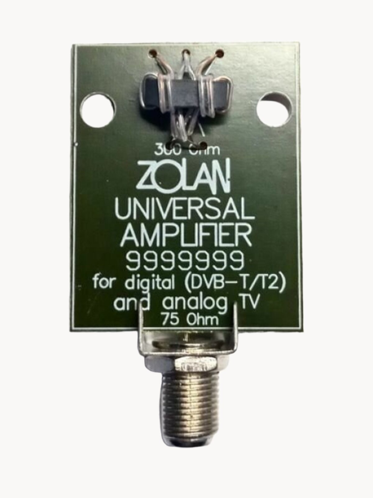 Усилитель телевизионный ZOLAN 9999999 (DVB-T/T2) для антенн "сетка" под F-разъем