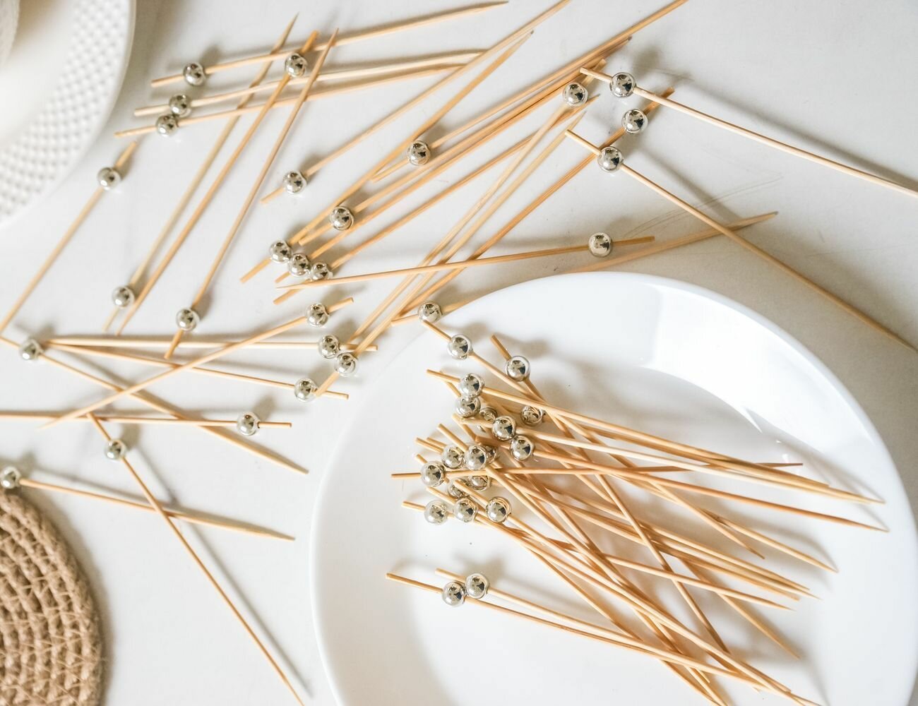 Шпажки для канапе/коктейльные шпажки боллз, бамбук, пластик, серебряные, 12 см, 50 шт, Koopman International 408990040-1