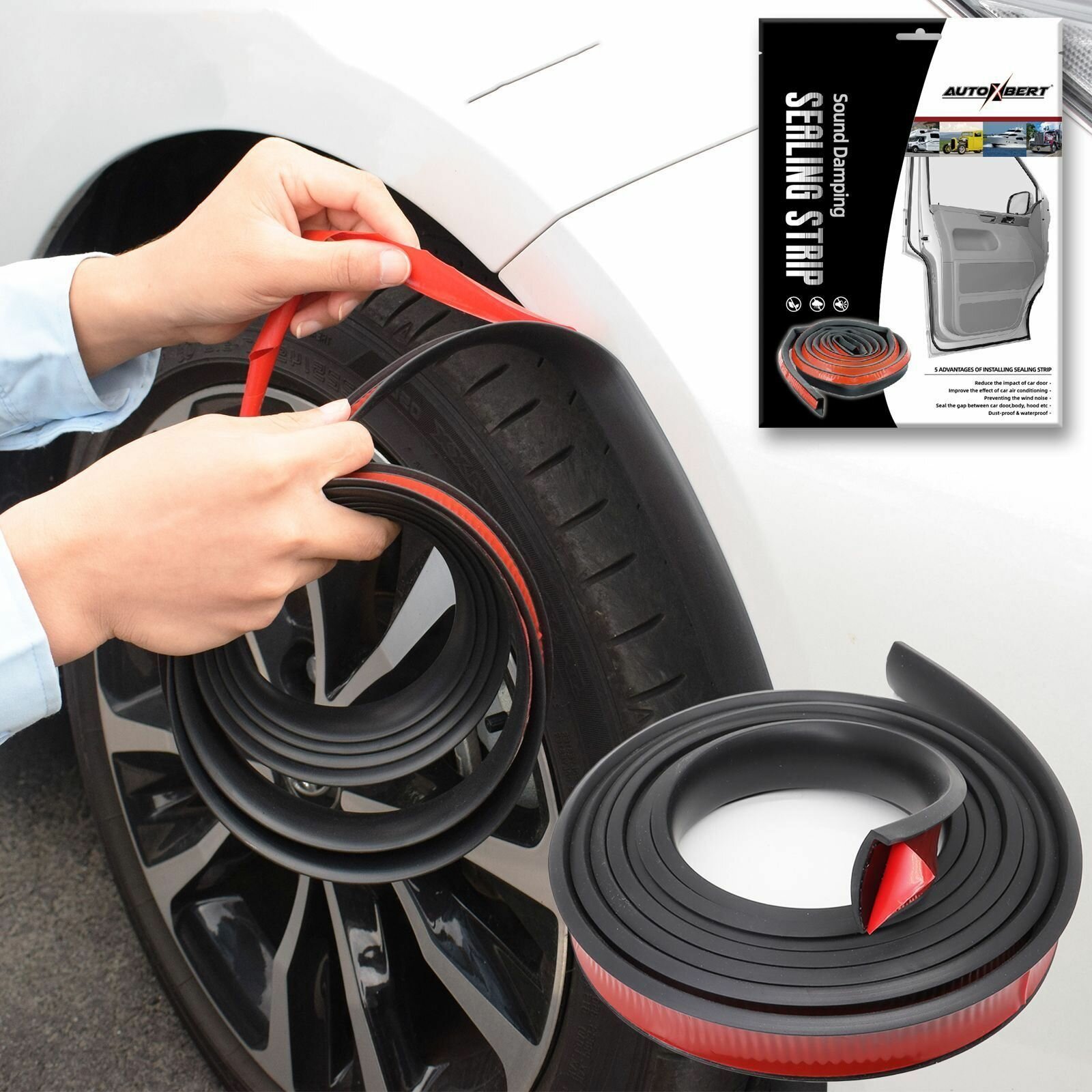 Накладки на арки шириной 300 мм со смещенными черными универсальными молдингами для колесных арок