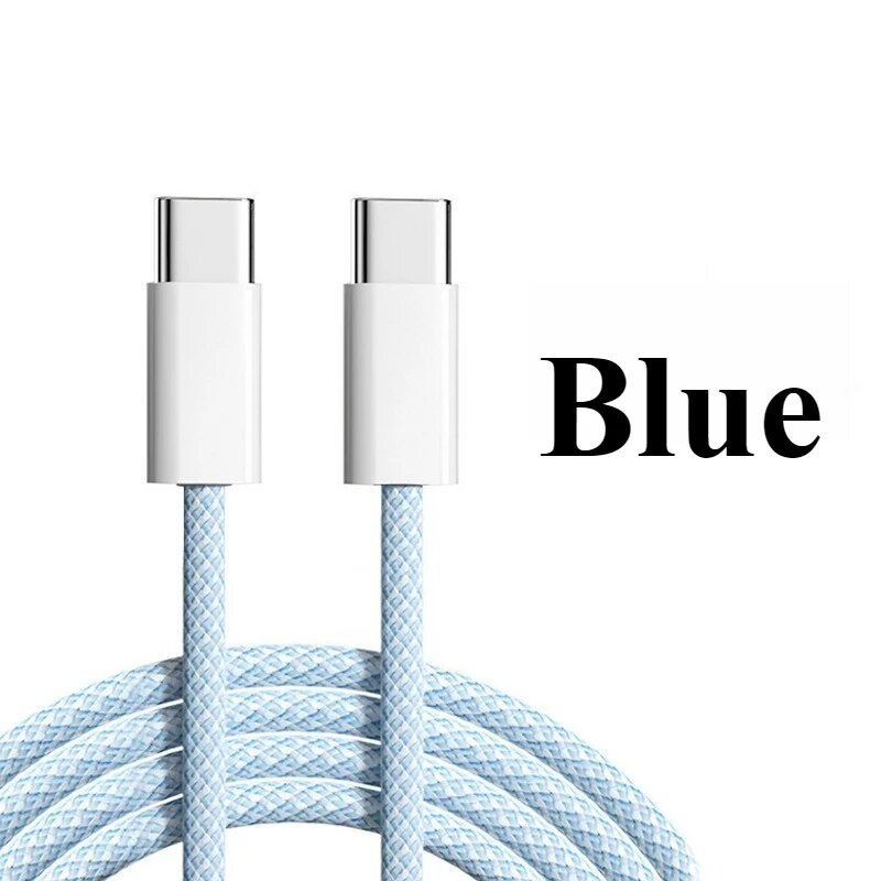 Кабель USB-C на USB-C синий 1м для быстрой зарядки