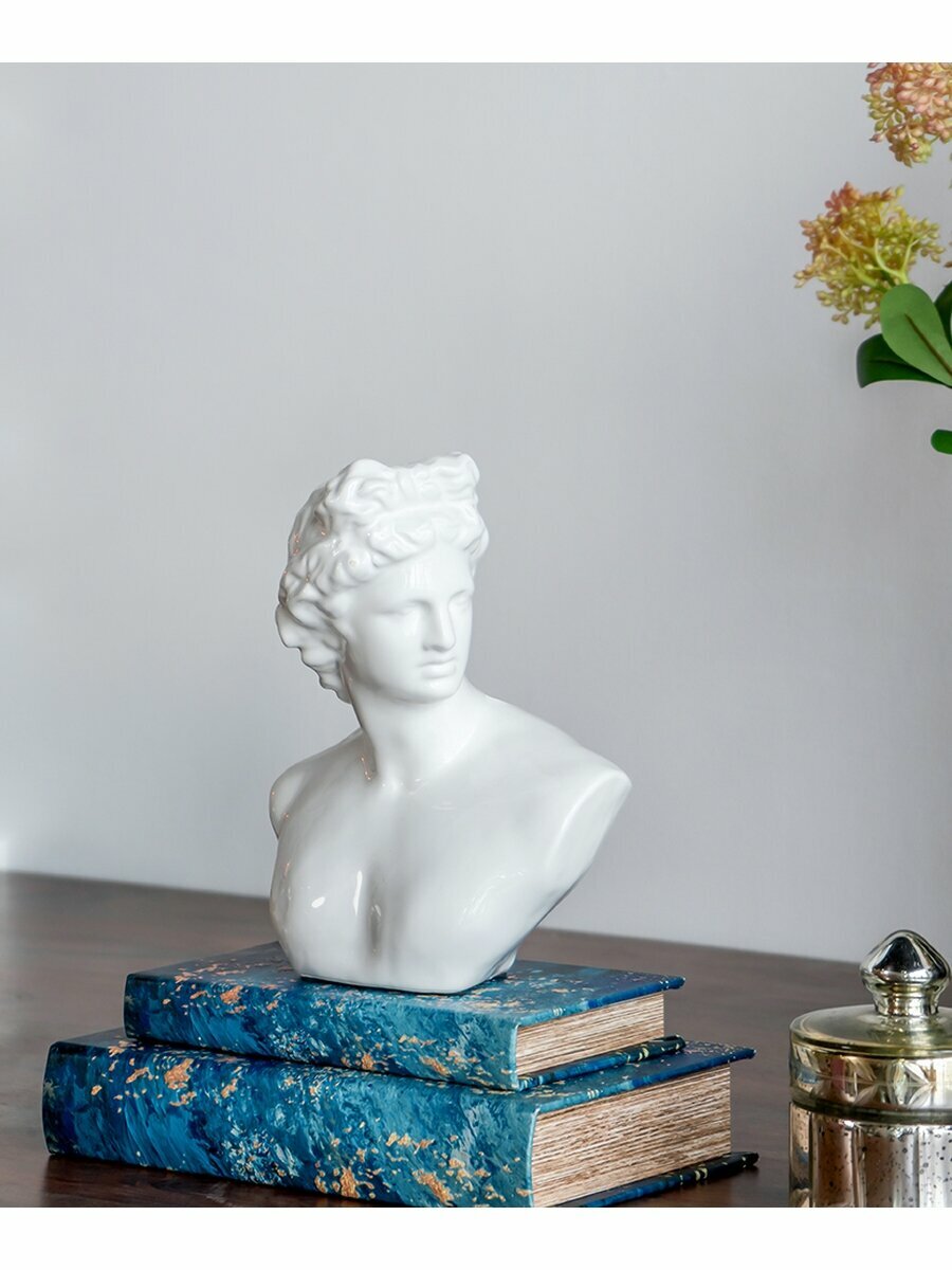 Бюст Glasar "Аполлон Бельведерский", керамика, 18 см x 14 см x 24 см, белый