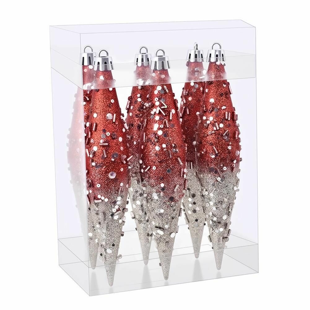 Рождественские блестящие шары для украшения елки,6 шт.