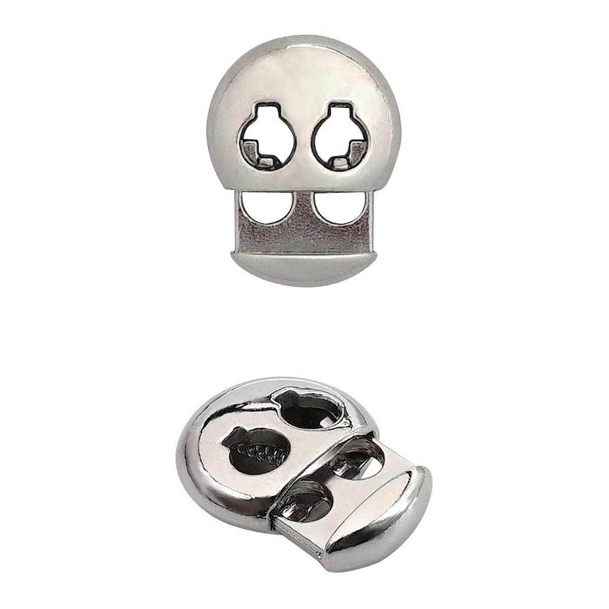 Фиксатор для шнурков на одежде (стопор), 20,5*15,6 мм, 10 шт, 2 отверстия по 3,5 мм, металл, Айрис (серебристый)