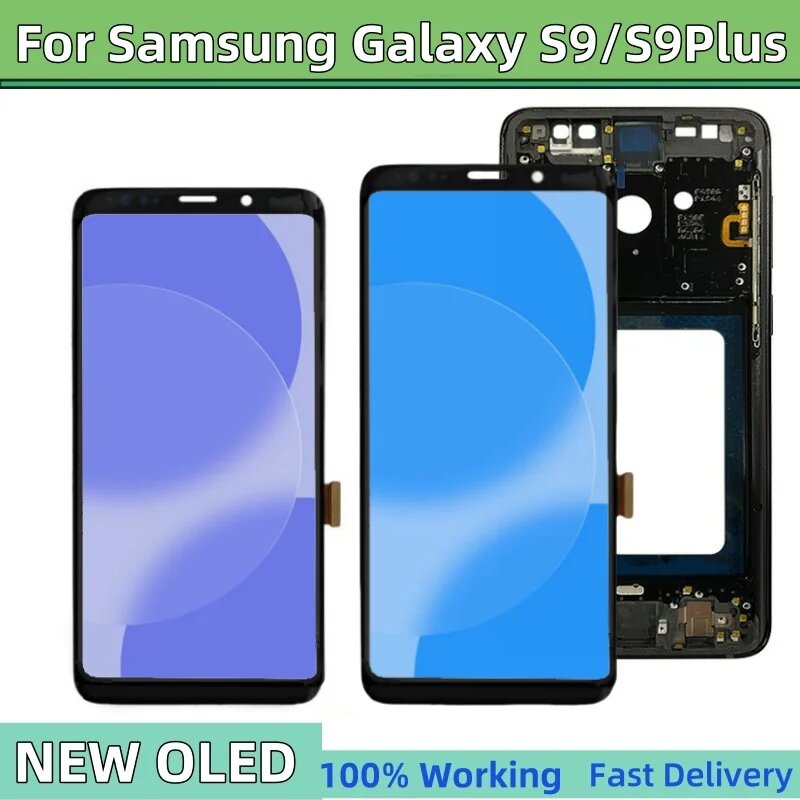 Новый OLED S9 G960 с рамкой ЖК-дисплея для Samsung Galaxy S9 Plus G965 G965F Дисплей с заменой сенсорного экрана в сборе S9PLUS-OLED-Purple