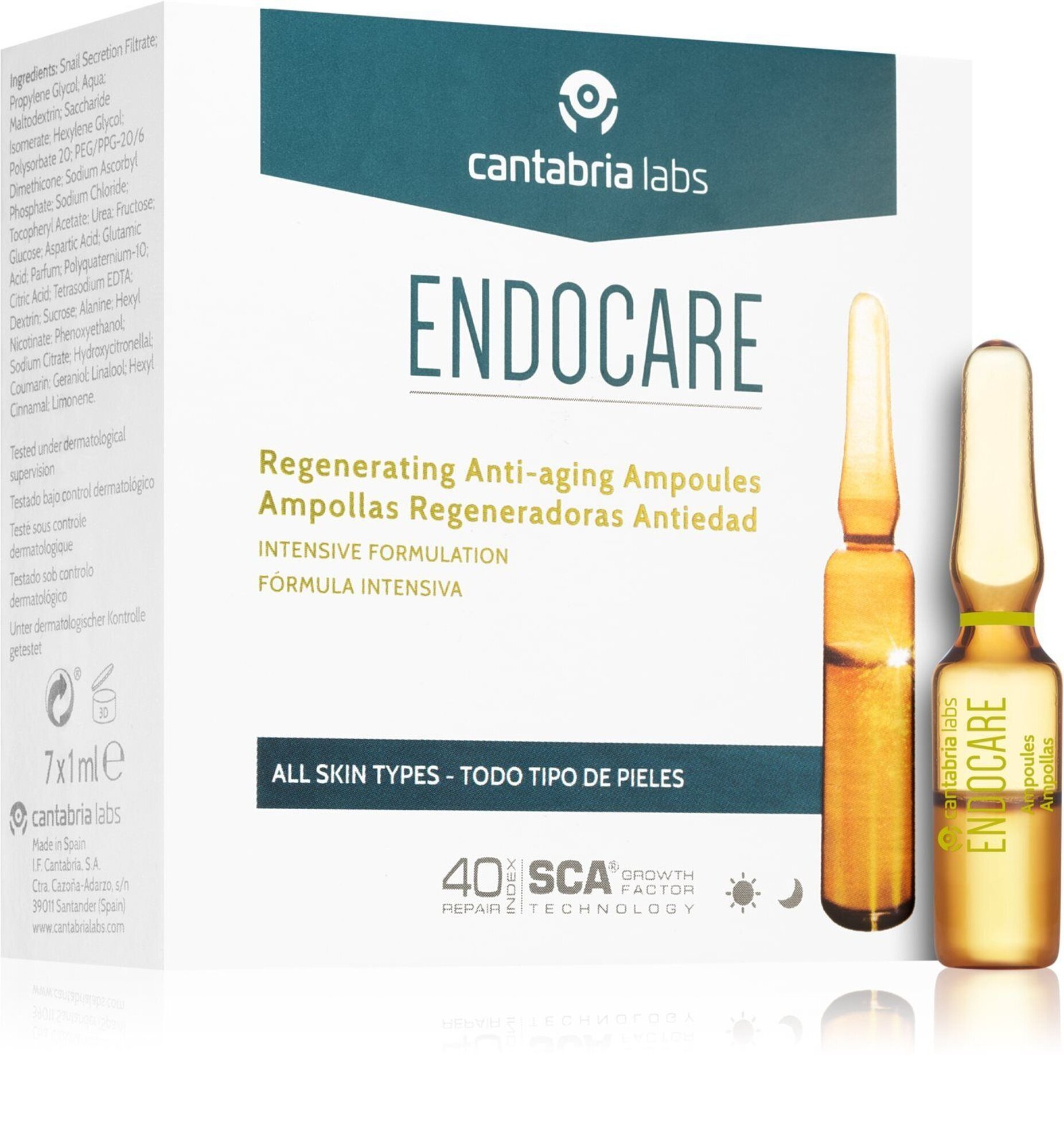 Ампулы Endocare Tensage, против старения кожи, для всех типов кожи, 7 шт
