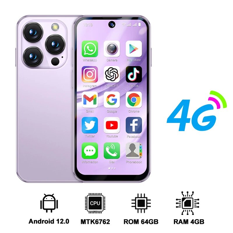 SERVO 19PRO Small Android Smartphone 3.88" Display 4G Network 4GB RAM 128GB ROM WiFi Dual SIM Super Mini Smart Phone Face Unlock