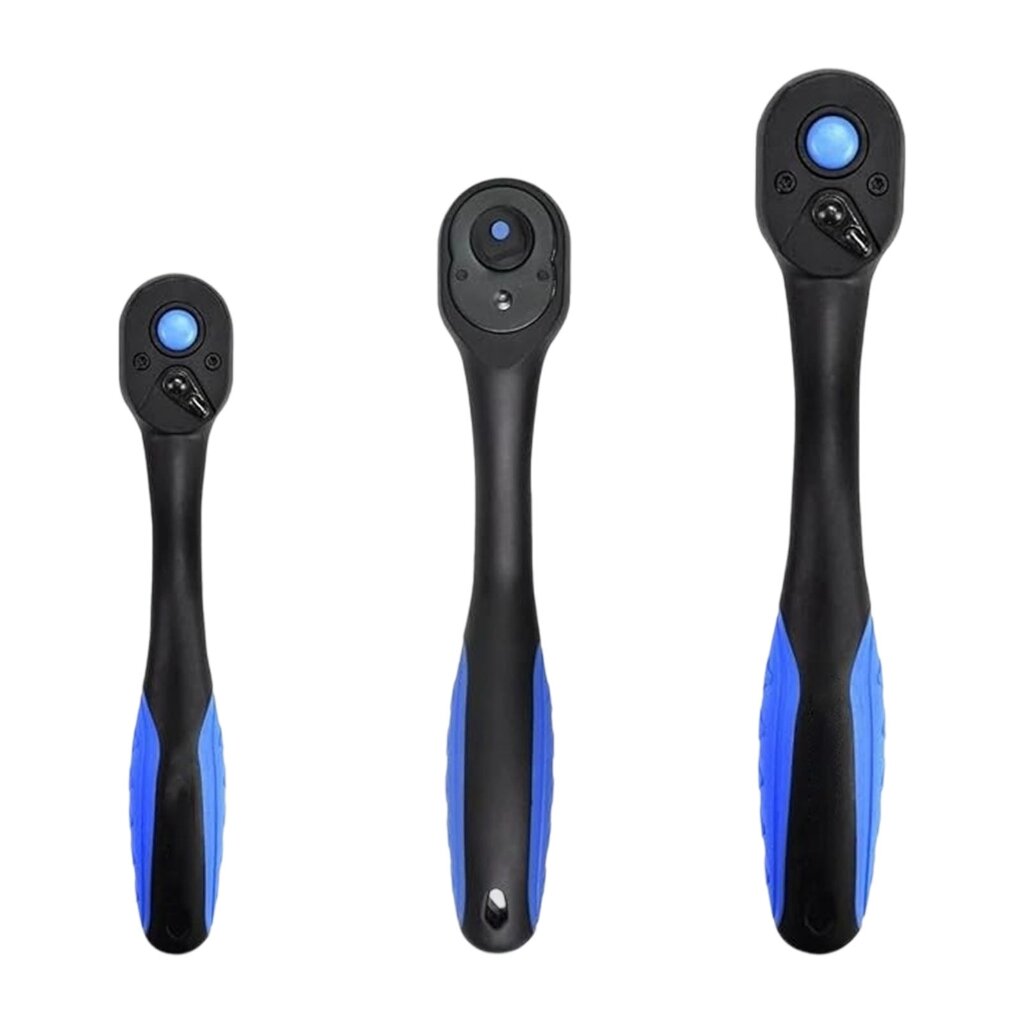 Набор трещоточных ключей 3 размера, 72 зуба, стальной, эргономичная рукоятка для улучшенного рычага, 1/2 дюйма, 3/8 дюйма, 1/4 дюйма