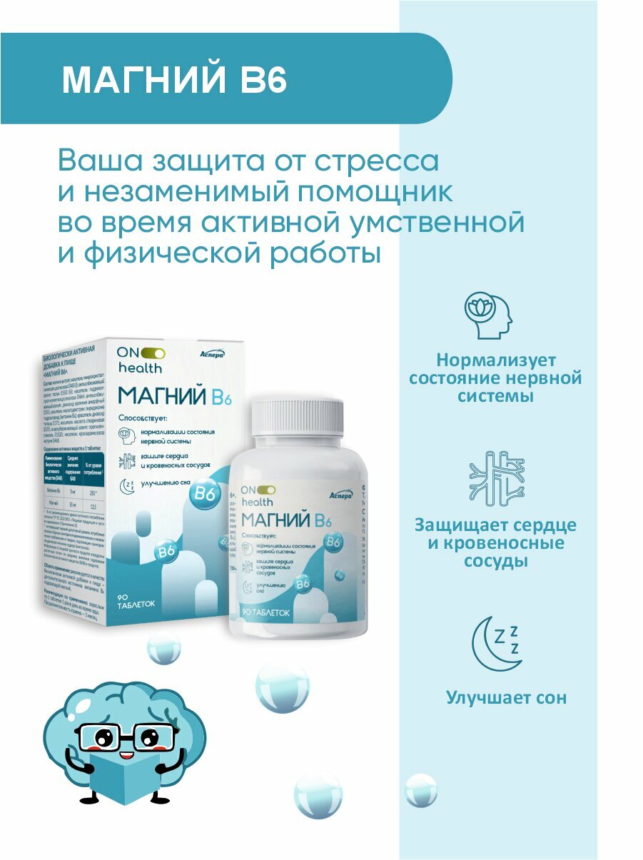 Магний Цитрат 600мг с витамином В6 от стресса и тревоги, бад для мужчин и женщин