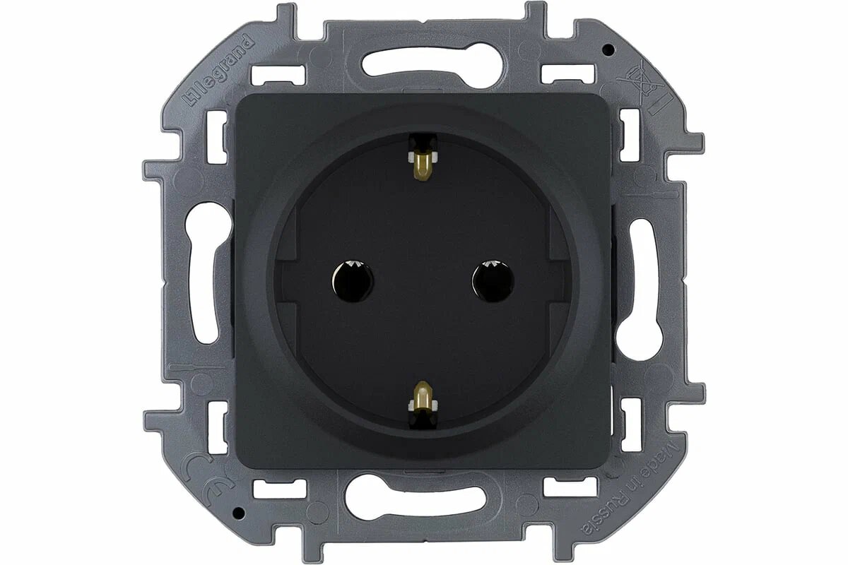 5 шт. Legrand INSPIRIA Антрацит Розетка 2К+З - немецкий стандарт - 16 А - 250 В, 673723
