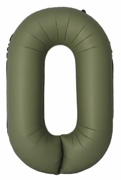 Шар воздушный Flexmetal фольгированный 40", 102 см Цифра 0, Slim, оливковый, матовый