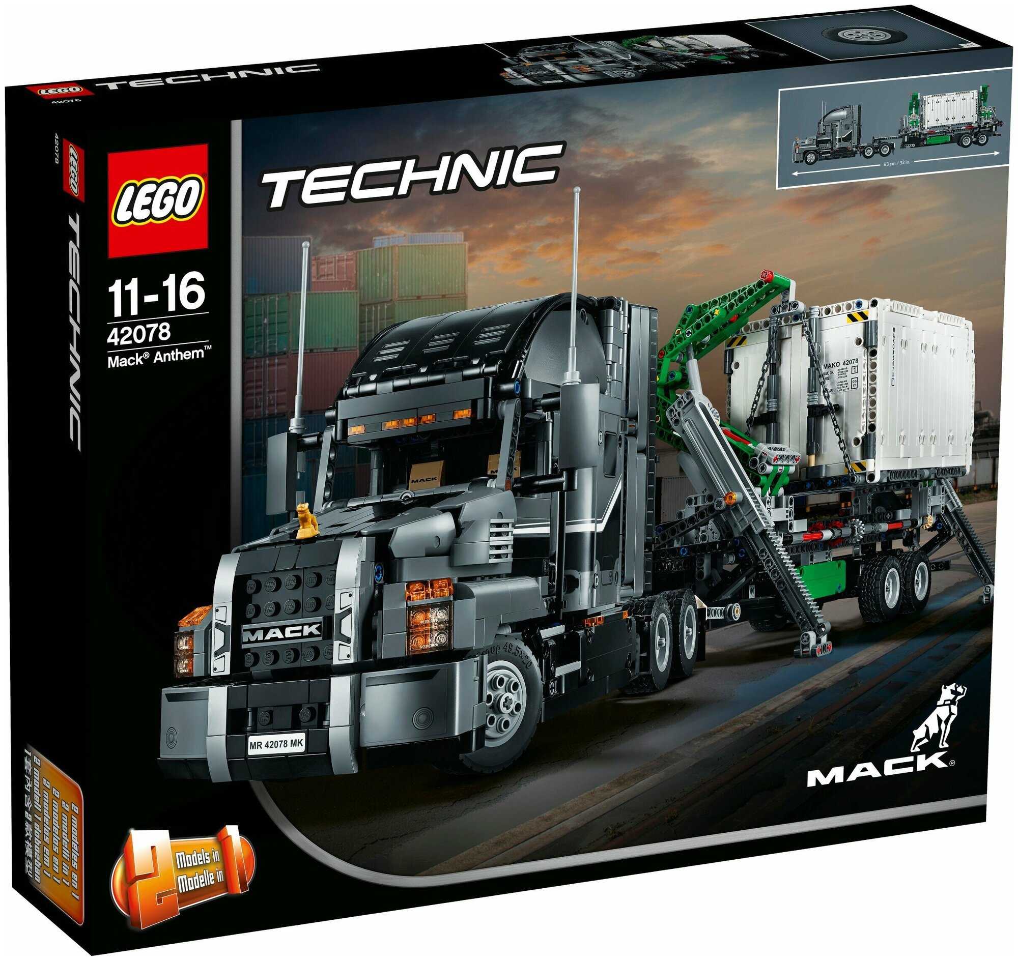 Конструктор LEGO Technic 42078, грузовик MACK, сборная модель, 2595 деталей