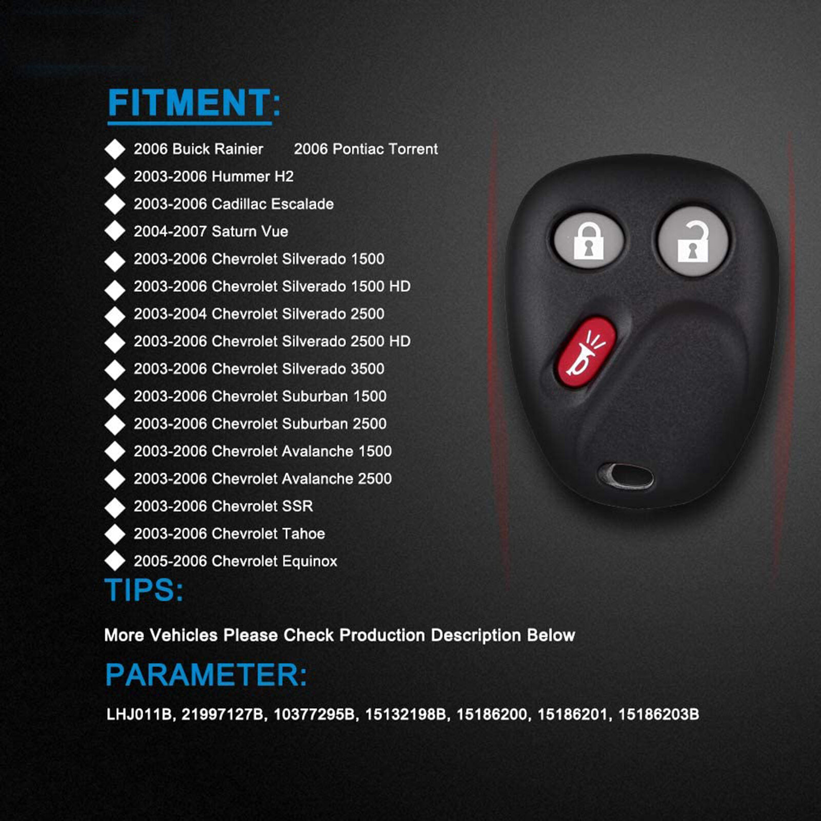 2шт Брелок С Дистанционным Управлением Замена Ключа Автомобиля для Cadillac/Chevrolet/GMC/Hummer/Torrent