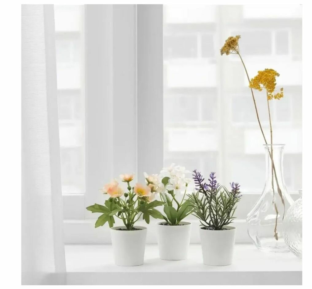 FEJKA фейка искусственное растение в горшке,3шт 6 см д/дома/улицы цветы/различные растения 60506474