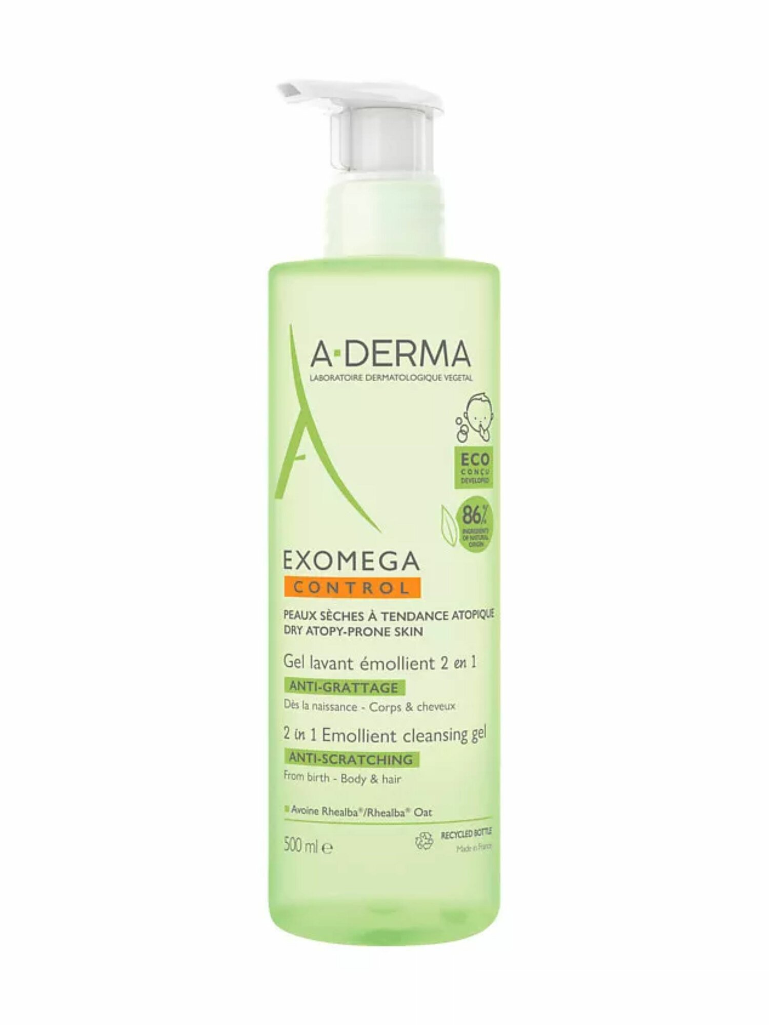 A-DERMA Очищающий гель для тела и волос Exomega Control (500 мл)