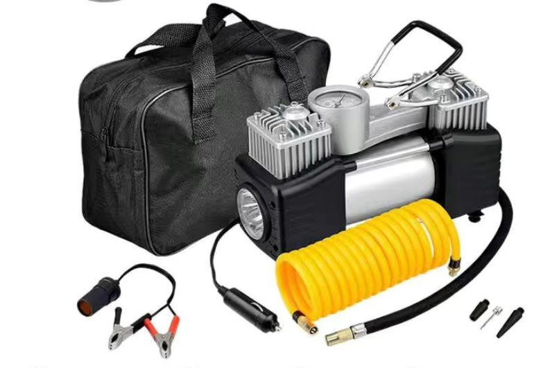 Компрессор автомобильный усиленный двухпоршневой REXANT / Насос для велосипеда, надувного матраса, 10 АТМ, 60л/мин