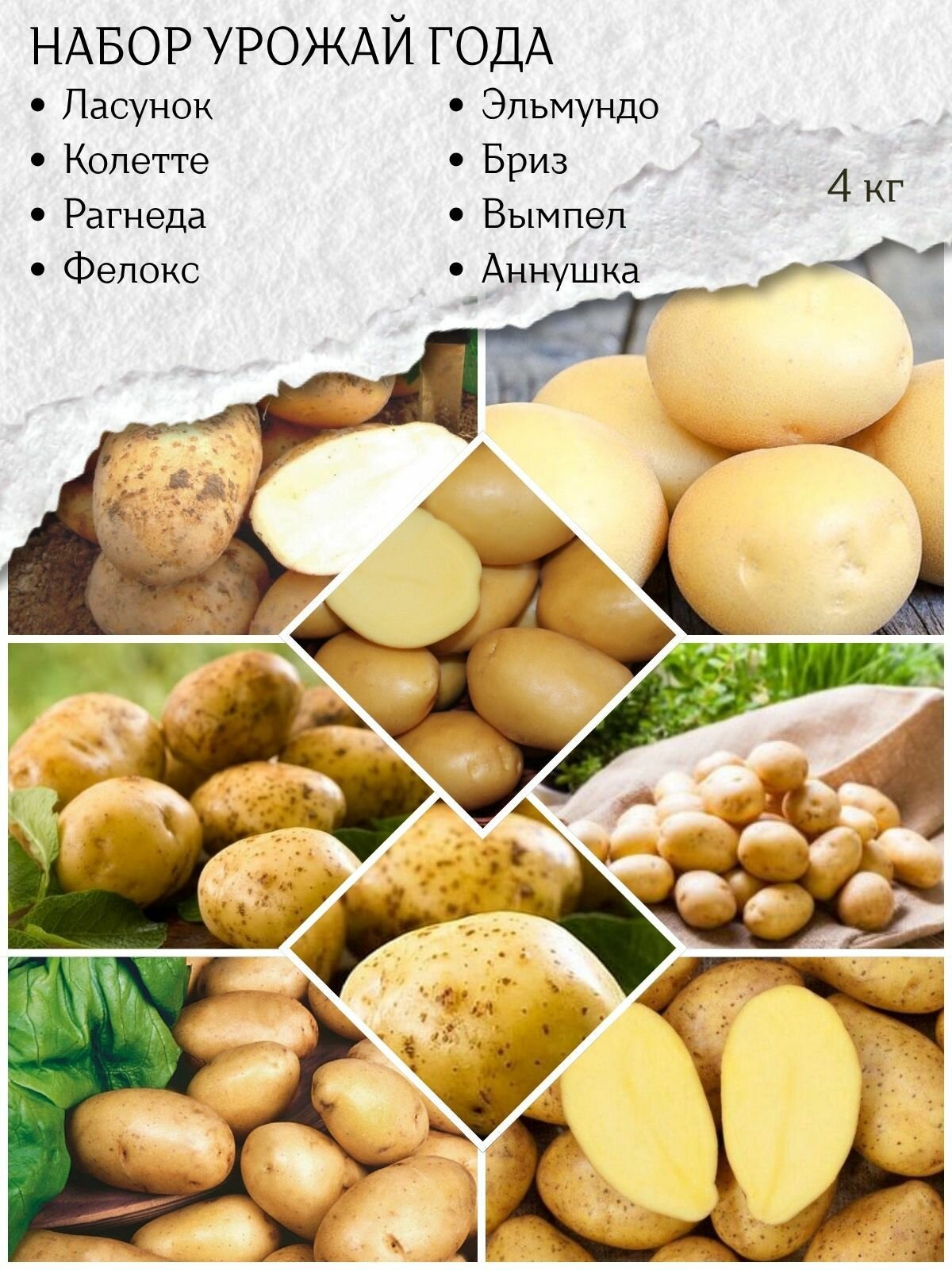 Набор картофеля из 8 сортов "Урожай года" (белый)