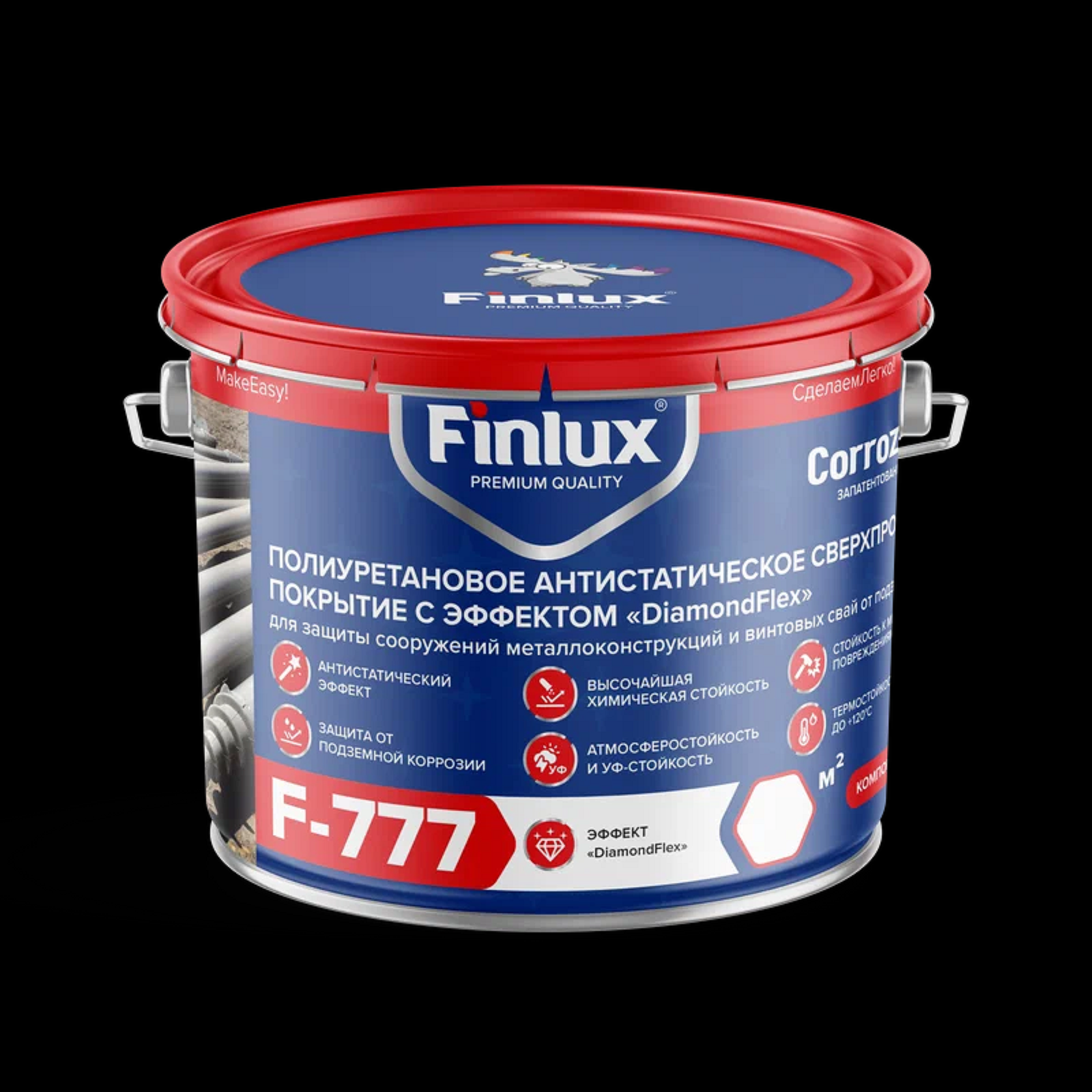 Защитная грунт-эмаль для винтовых свай и подземных металлоконструкций Finlux F-777, RAL 6029, 1,5кг