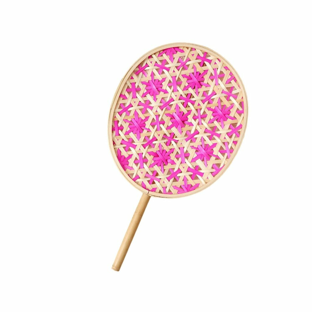 Веер из бамбука, сплетенный в древнем стиле, цветной-E