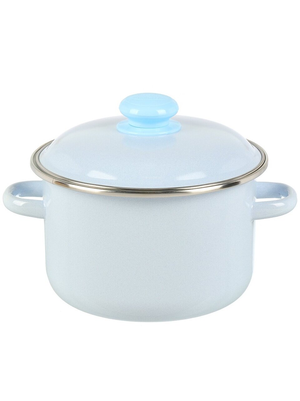Кастрюля эмалированная сталь, 3 л, с крышкой, крышка сталь, цилиндрическая, Сибирские товары, 9MD181P, серо-голубая, индукция