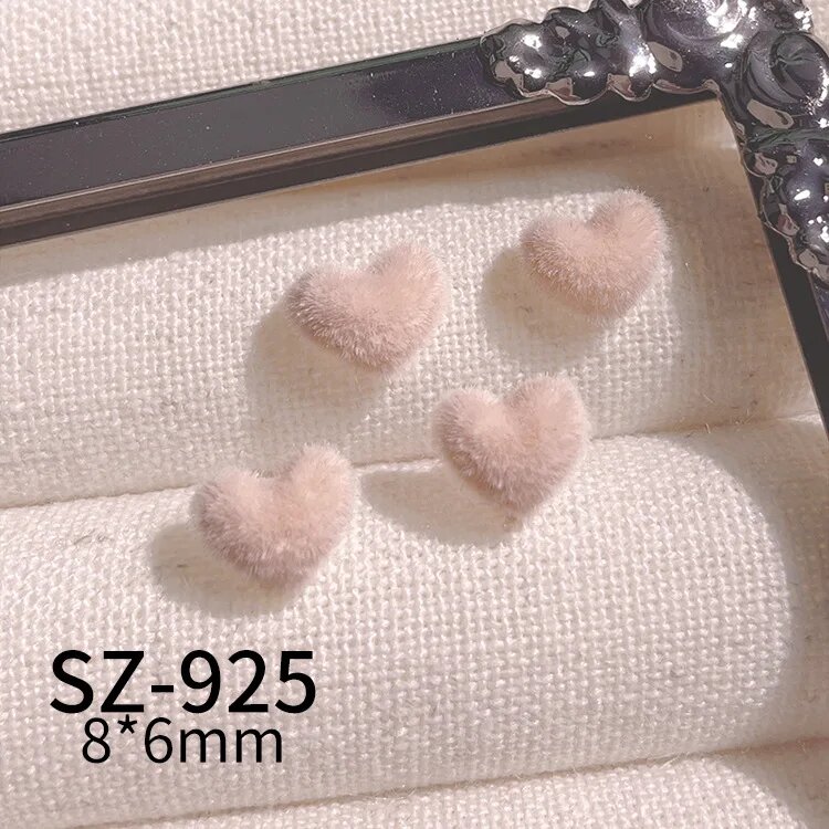 50 шт./упак. бархатные подвески для французских ногтей в форме сердца - 3D пушистый дизайн ногтей Love, уютный зимний декор для ногтей для романтического маникюра