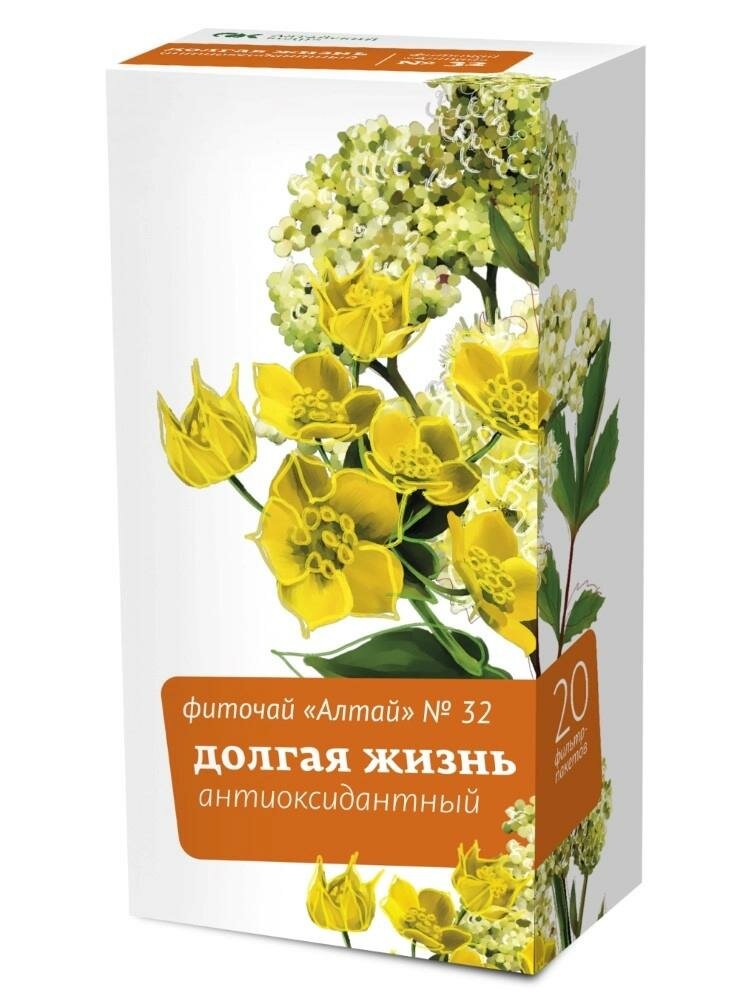 Чайный напиток Алтайский кедр "Алтай", Долгая жизнь, №32, антиоксидантный, 20 пакетиков
