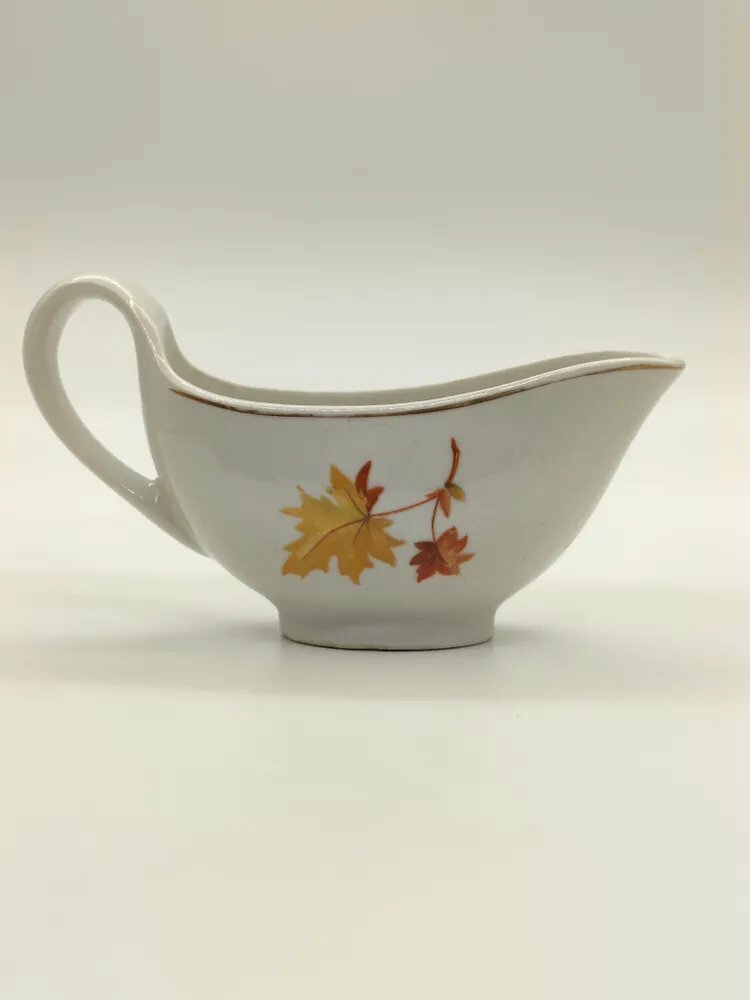 Соусник "Клён", фарфор, деколь, золочение, Дулевский фарфоровый завод (Дулёво)