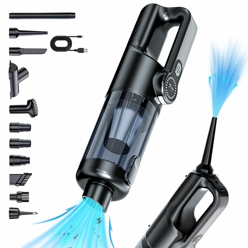 Супер всасывающий автомобильный бытовой мини-пылесос с большим всасыванием, ручной маленький беспроводной пылесос-черный