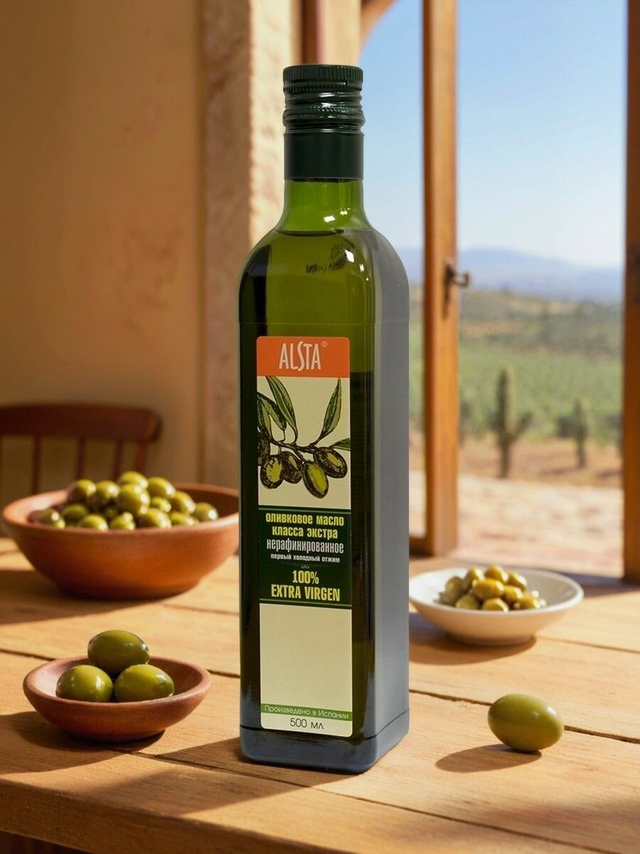 Масло оливковое (EXTRA VIRGEN) нерафинированное класса экстра "ALSTA" 0,5 л. ст/б