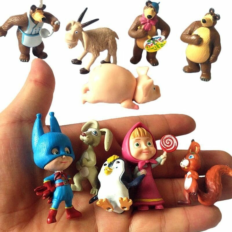 Аниме фигурки Маша и Медведь Детские игрушки / Masha and Bear 10шт-