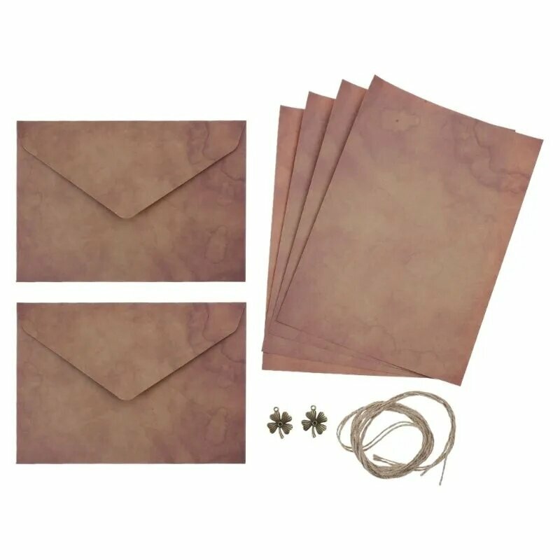 (10 наборов) Бумага для письма ручкой A5 с возможностью печати содержимого, винтажная крафт-бумага с конвертами - звезды