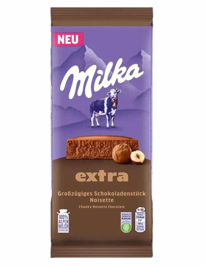 Шоколад молочный Milka Extra Noisette, 190 г