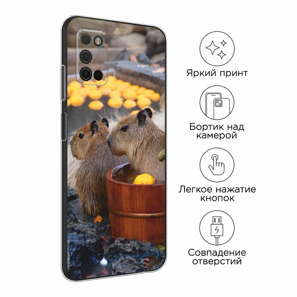 Чехол на Samsung Galaxy A03S / Самсунг Галакси A03S с принтом "Капибары отмокают" — фото 1