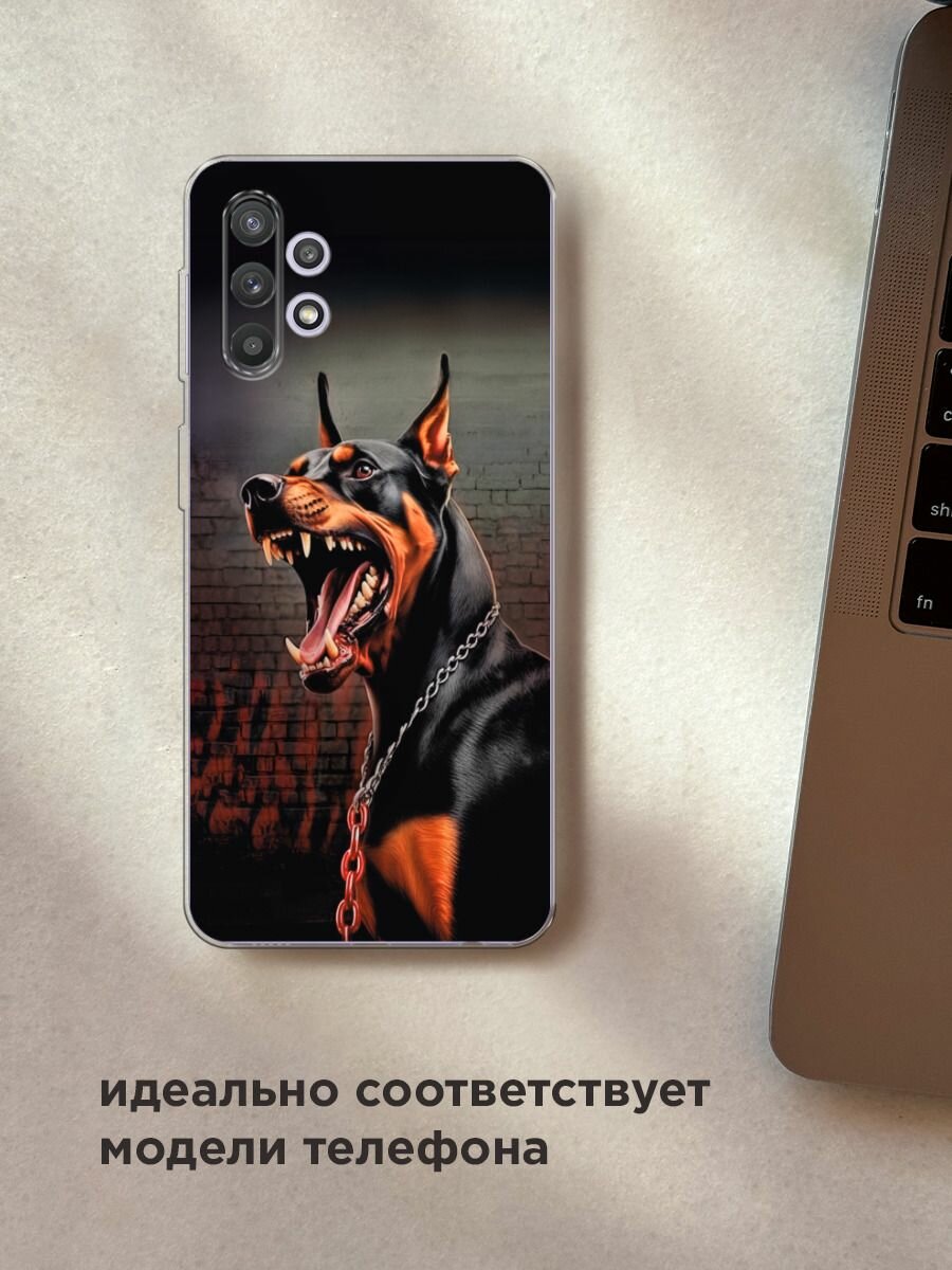 Чехол на Samsung Galaxy A32 / Самсунг Галакси А32 с принтом "Доберман с цепью" — фото 1