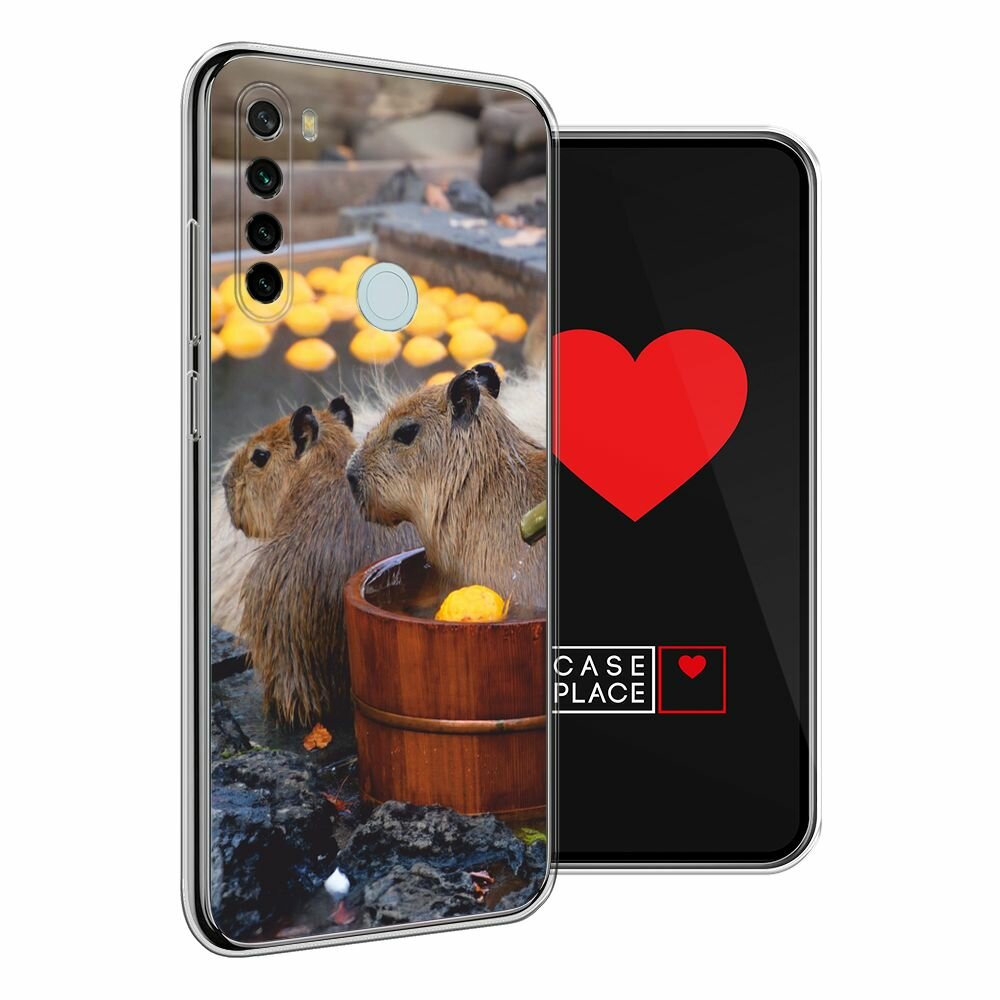Чехол на Xiaomi Redmi Note 8T / Сяоми Редми Нот 8Т с принтом "Капибары отмокают" — фото 1