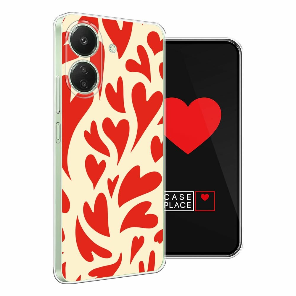 Чехол на Xiaomi Redmi 13C/Poco C65 / Сяоми Редми 13C/Поко С65 с принтом "Crazy hearts 1 - 14 февраля" — фото 1