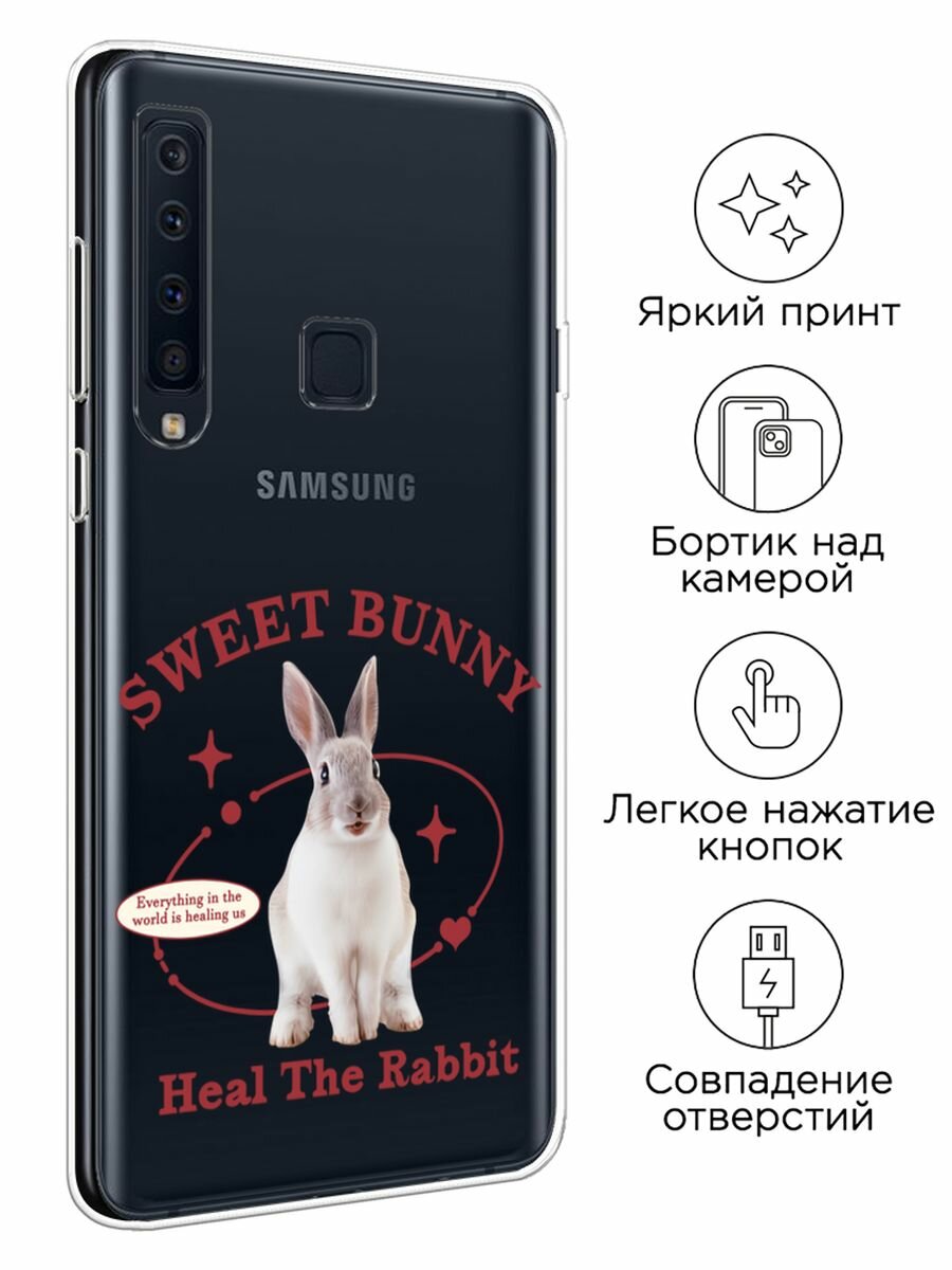 Чехол на Samsung Galaxy A9 2018 / Самсунг Галакси А9 2018 с принтом "Heal the rabbit", прозрачный — фото 1