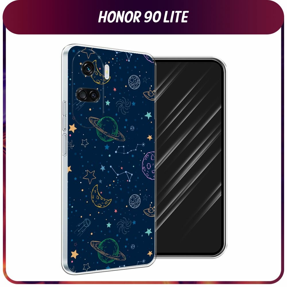 Чехол на Honor 90 Lite / Хонор 90 Лайт с принтом "Темно-синий космос"