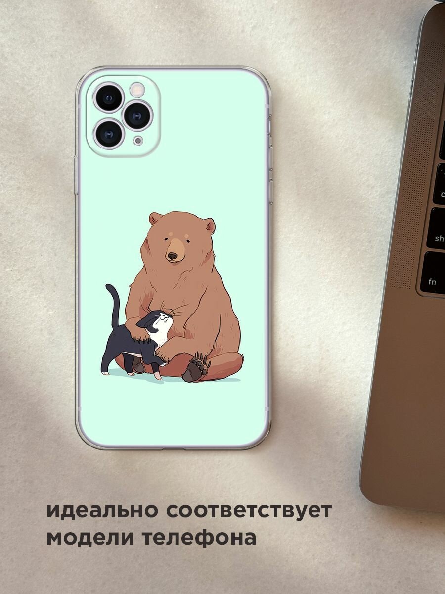 Чехол на Apple iPhone 11 Pro / Айфон 11 Про с принтом "Медведь и кошка дружба" — фото 1