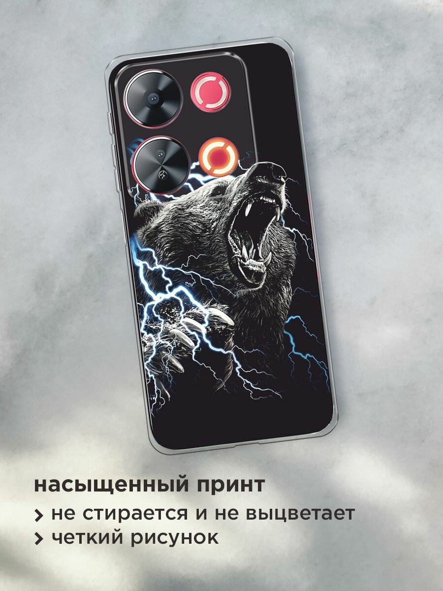 Силиконовый чехол на Itel P65 / Ител P65 с принтом "Гроза и медведь" — фото 1
