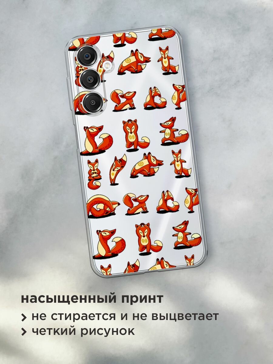 Чехол на Samsung Galaxy A16 / Самсунг А16 с принтом "Йога для лисы", прозрачный — фото 1