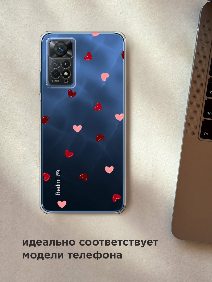 Чехол на Xiaomi Redmi Note 11E Pro / Сяоми Редми Нот 11E Pro Про с принтом "Бордовые сердечки 2" — фото 1