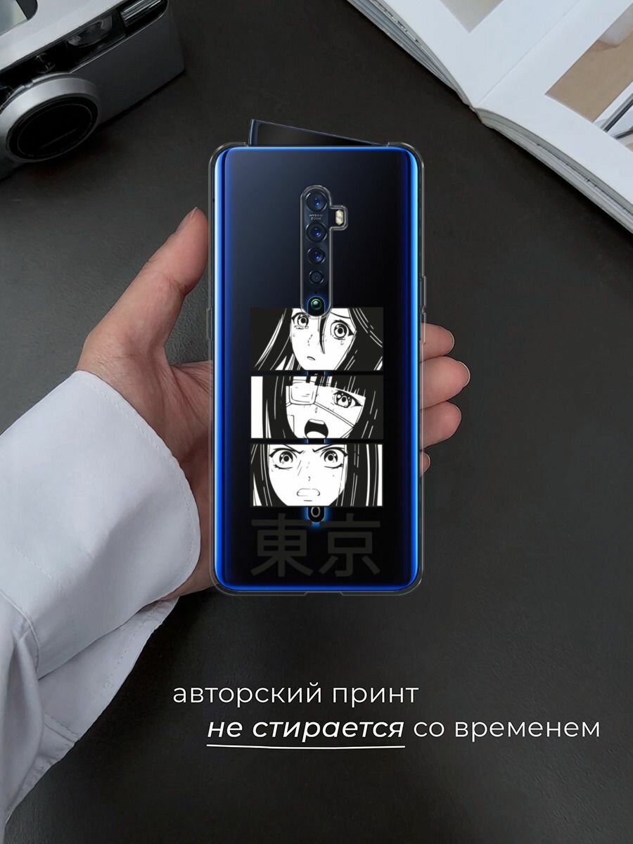 Чехол на Oppo Reno 2 / Оппо Рено 2 с принтом "Tokyo girls", прозрачный — фото 1