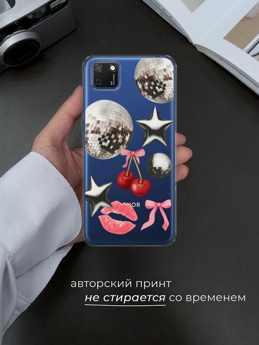 Чехол на Honor 9S/Huawei Y5p / Хонор 9S/Хуавей Y5p с принтом "Стильная подборка", прозрачный — фото 1