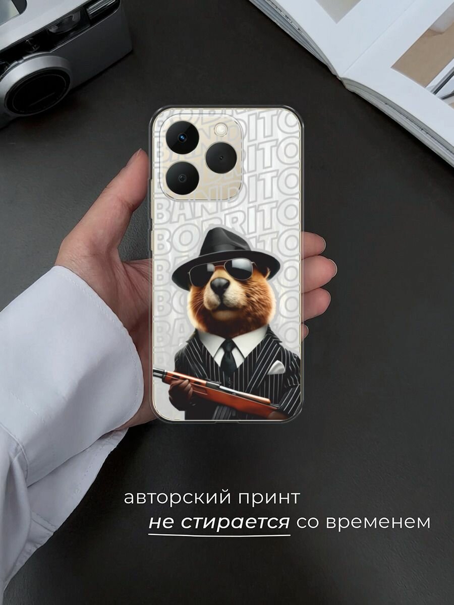 Чехол на Realme 15T / Реалми 15Т с принтом "Бобрито бандито 2", прозрачный — фото 1