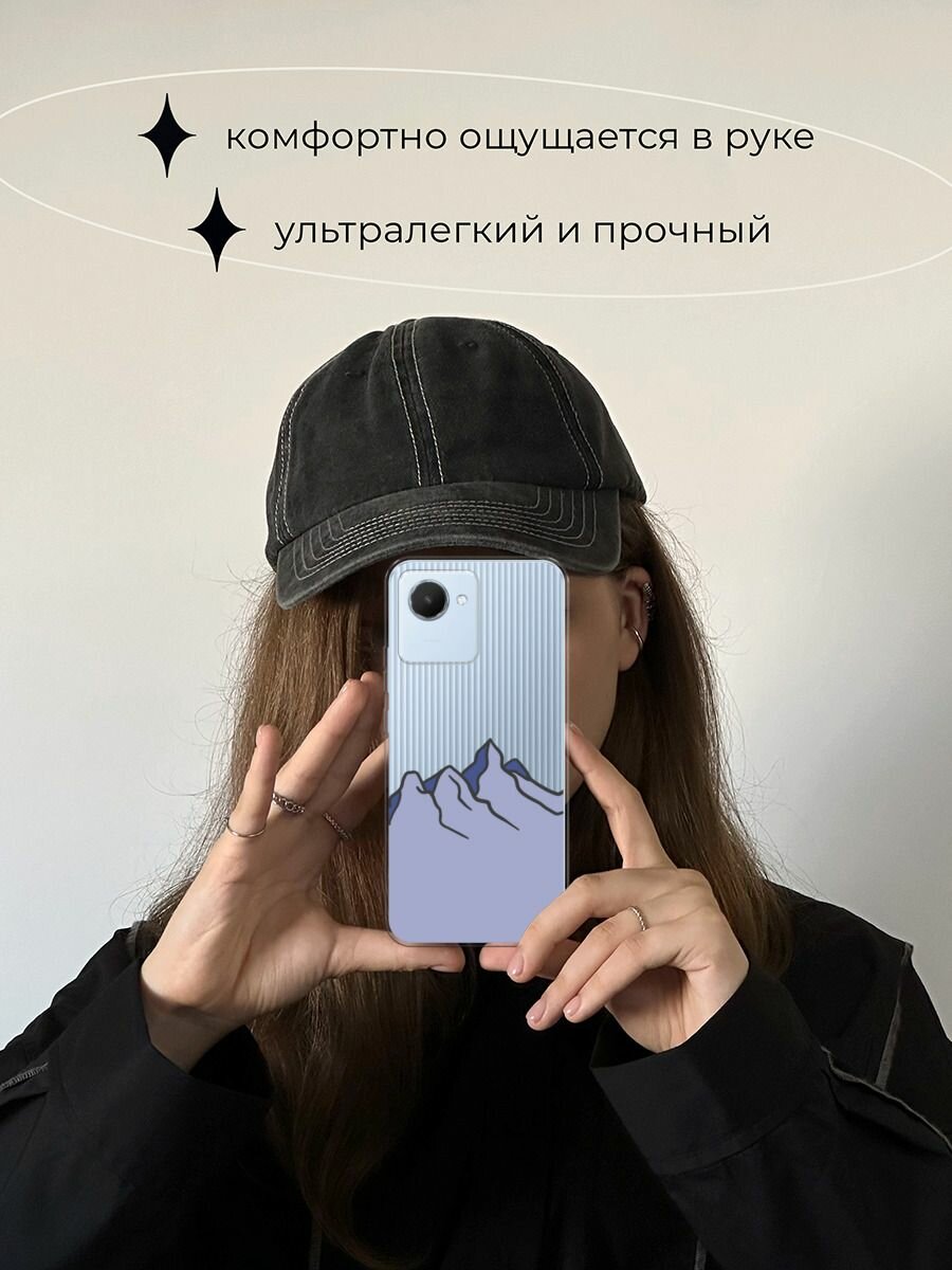Чехол на Realme C30 / Реалми C30 с принтом "Гора", прозрачный — фото 1