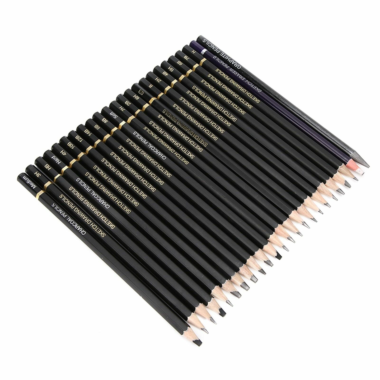 Набор из 24 карандашей для рисования, угольные и графитовые карандаши с мягким стержнем, идеально для художников