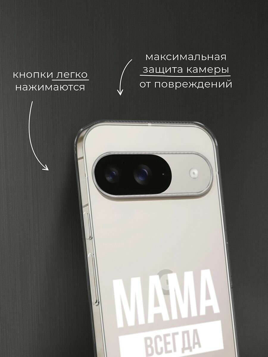 Чехол на Google Pixel 9 / Гугл Пиксель 9 с принтом "Мама права", прозрачный — фото 1