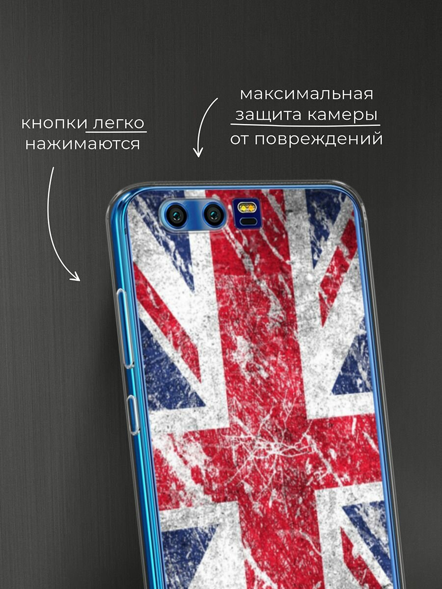 Силиконовый чехол на Honor 9 / Хонор 9 с принтом "Флаг британский" — фото 1