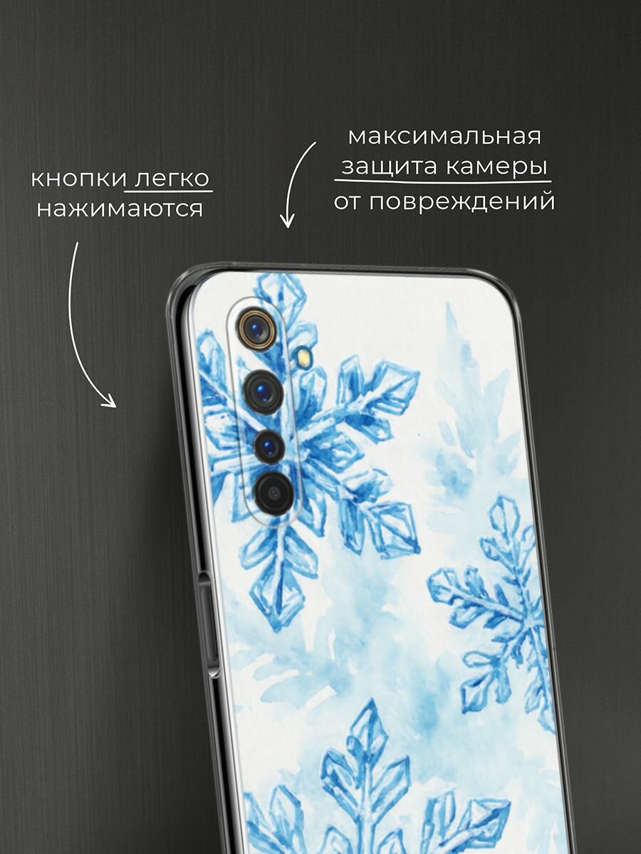 Чехол на Realme 6 Pro / Реалми 6 Про с принтом "Акварельные снежинки" — фото 1